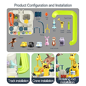 Ferthor Fun Car Rescue Adventure Toys Kids Car Toys for Boys Race Tracks for Toddler Zoo Ramp Vehicle Race Car Game Educational Kids Toys for 3 4 5 6 Year Old Boys（3 Mini Cars）