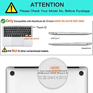 MOSISO Keyboard Cover Only Compatible with MacBook Air 13 inch 2021 2020 Release A2337 M1 A2179 Retina Display with Touch ID Backlit Magic Keyboard, Waterproof Protective Silicone Skin,Colorful Clouds