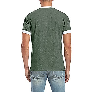 YeeHoo Men's Henley Short Sleeve Slim-Fit Casual T-Shirts with Button Placket Green