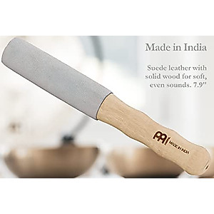 Singing Bowl Resonant Mallet Striker, Leather Finish with Wood Body — Made in India — For Meditation, Sound Healing Therapy and Yoga