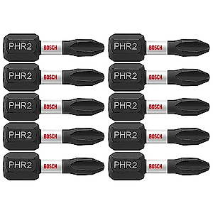 BOSCH ITPH2R102 2-Pack 1 In. Phillips #2R Impact Tough Screwdriving Reduced Insert Bits