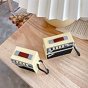 ANYA Case Replacement for AirPods 1&2 Cover Silicone Protective Cute Skin Replacement for Airpod Case Music Wireless Headphone Headset Speaker with Carabiner Black