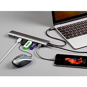 Monoprice 7 Port USB-C Hub - Aluminum, SuperSpeed Transfer Rates, Compatible With Apple MacBook, Google Chromebook & More