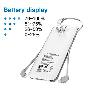 Portable Power Bank, Ultra Slim 10000mAh Portable Charger, USB C External Battery Pack with Built-in AC Plug, Charging Cable, Output Port, Compatible with All Kinds of Cellphones …