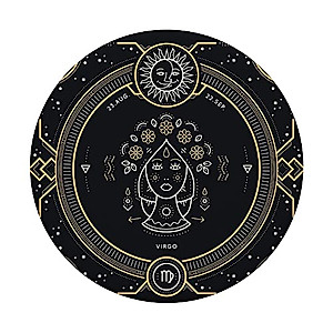 Virgo Zodiac Sign - Black and Gold Phone Accessory PopSockets Swappable PopGrip