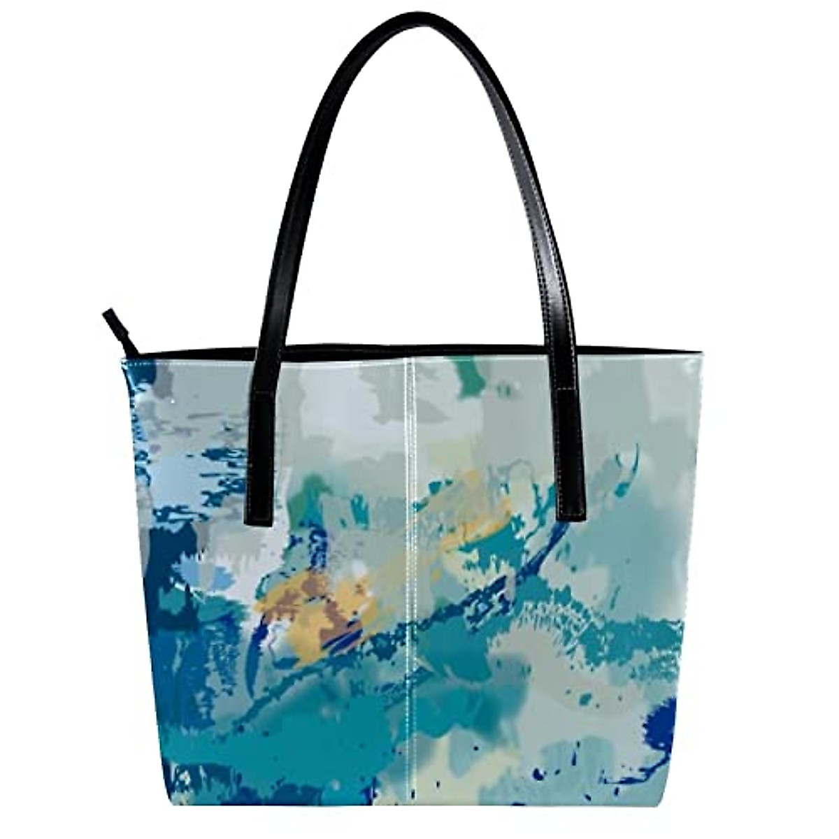 Abstract Painting Leather Tote Shoulder Bag for Women Satchel Handbag