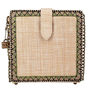 Mary Frances Meet Me in The Tropics Beaded Hibiscus Crossbody Handbag, Multi