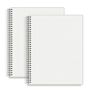 HULYTRAAT Large Graph Ruled Wirebound Spiral Notebook, 8.5 x 11 Inches, 5 X 5 Graph Ruled (5 sq/in) Paper Pad, Premium 100gsm Ivory White Paper, 128 Squared/Grid Pages per Notebook (Pack of 2)