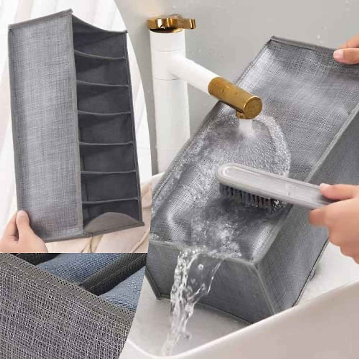 LIEEDRSF 9 PCS Wardrobe Clothes Organizer 7 Grids + 9 Grids/Washable Drawer Organizer Clothes/Clothes Organizer for Folded Clothes/Jeans Organizer for Closet/Clothes Storage Organizer