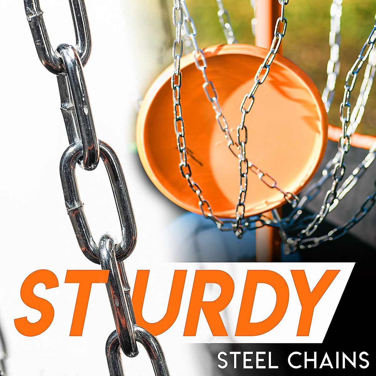 Franklin Sports Disc Golf Basket + Discs Set - Portable Disc Golf Target Basket with Chains - 3 Discs Included - Driver, Mid-Range + Putter - Steel Chains