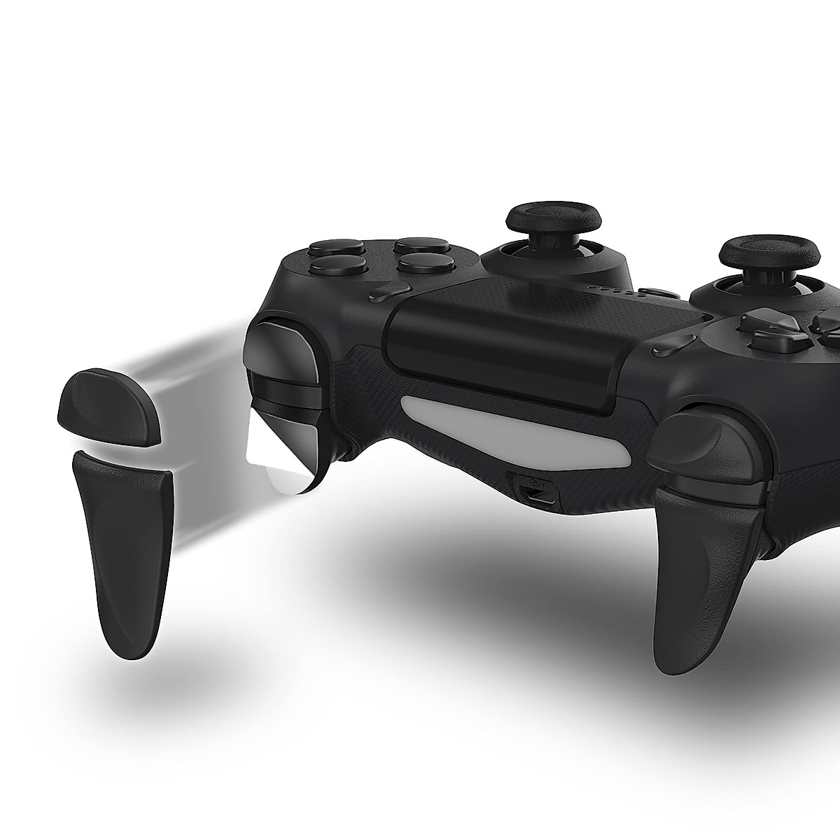 PlayVital 2 Pair Shoulder Buttons Extension Triggers for PS4 All Model Controller, Game Improvement Adjusters for PS4 Controller, Bumper Trigger Extenders for PS4 Slim Pro Controller - Black