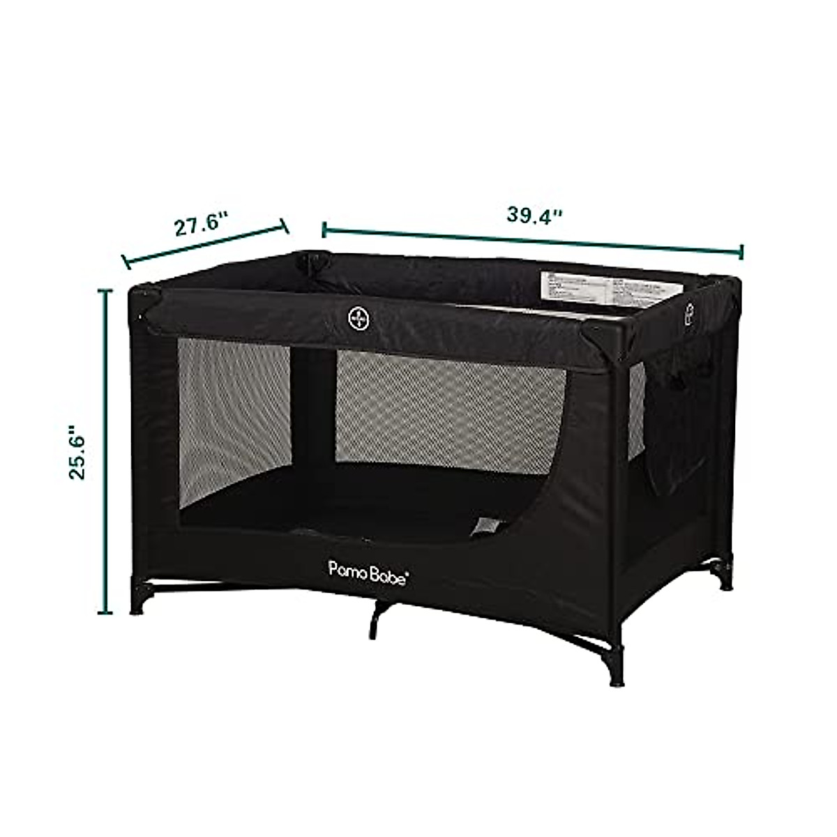 Pamo Babe Portable Crib Baby Playpen with Mattress and Carry Bag (Black)