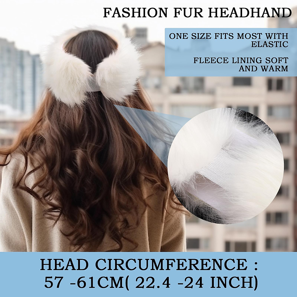 Ramede 4 Pcs Women's Faux Fur Bikini Bra Top Fur Headband Wrist Cuffs Bikini Panties Set Furry Suits for Women Swimsuits(White)