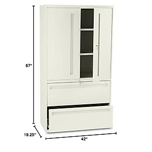 HON 2-Drawer with 3 Shelves Office Filing Cabinet - Brigade 700 Series Lateral File Cabinet, 19.25"D, Black (H795)