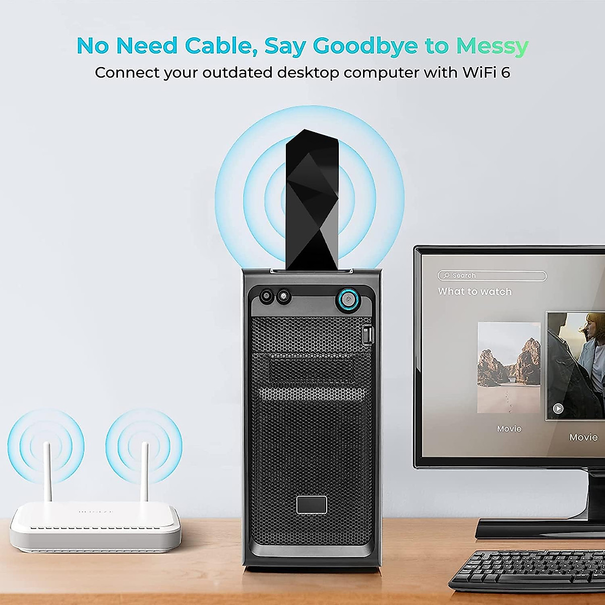 DBIT AX1800 WiFi 6 USB Adapter for Desktop PC (D1-X18) Long Range Wireless Network Adapter USB WiFi Dongle with USB3.0, 5GHz/1201Mbps + 2.4GHz/574Mbps, MU-MIMO, OFDMA, Supports Windows 11/10