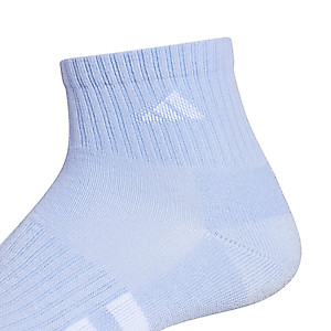 adidas Men's Cushioned Quarter Socks (3-Pair), Blue Dawn/White/Silver Green, Large