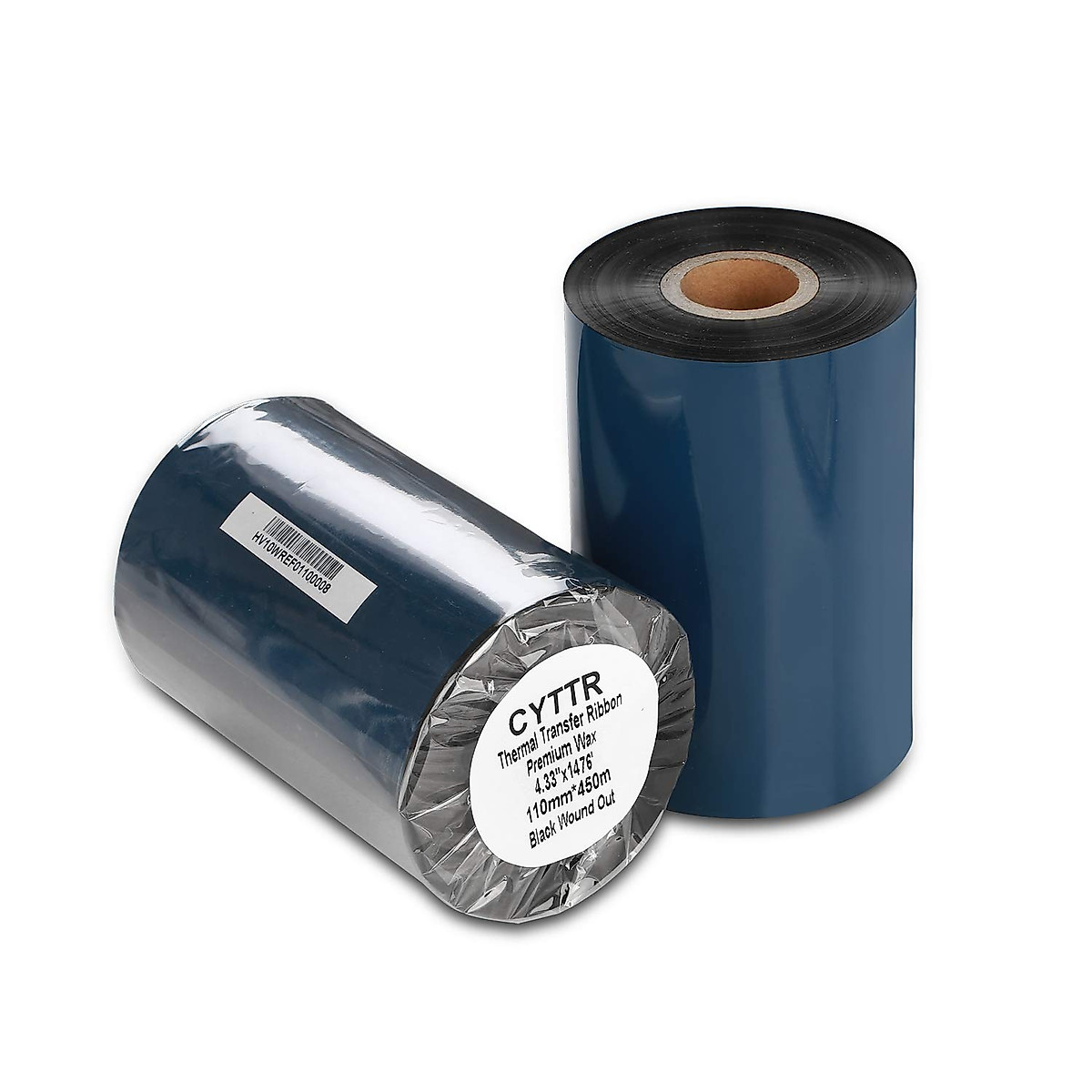 CYTTR Thermal Transfer Ribbon - Premium Wax Printer Ribbon 1"Core Ink Out- 1 Roll (4.33" x 1476') 110mm450m for Zebra ZT410,ZT420,ZT610,105SL,110*i4,140*i4,zt230,Godex ez2300,Citizen s700