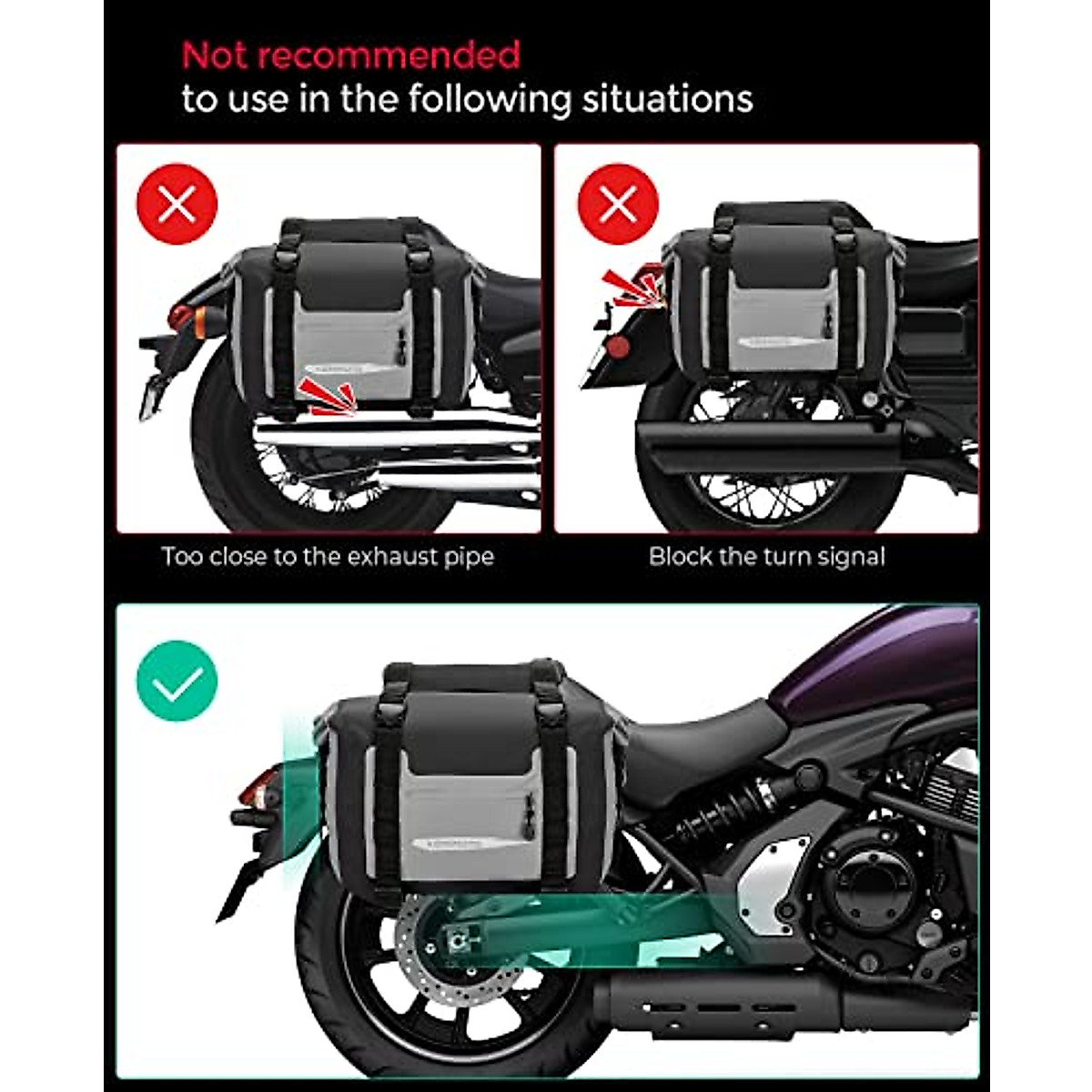 KEMIMOTO 50L Motorcycle Saddlebags with 30L Motorcycle Saddlebags