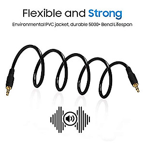 Cmple - 3.5mm Aux Male to Male Audio Cable for Stereo Speaker with Gold-Plated Plugs Male to Male Jack Auxiliary Cord Adapter for Car, Phone, Headphones - 75 Feet, Black