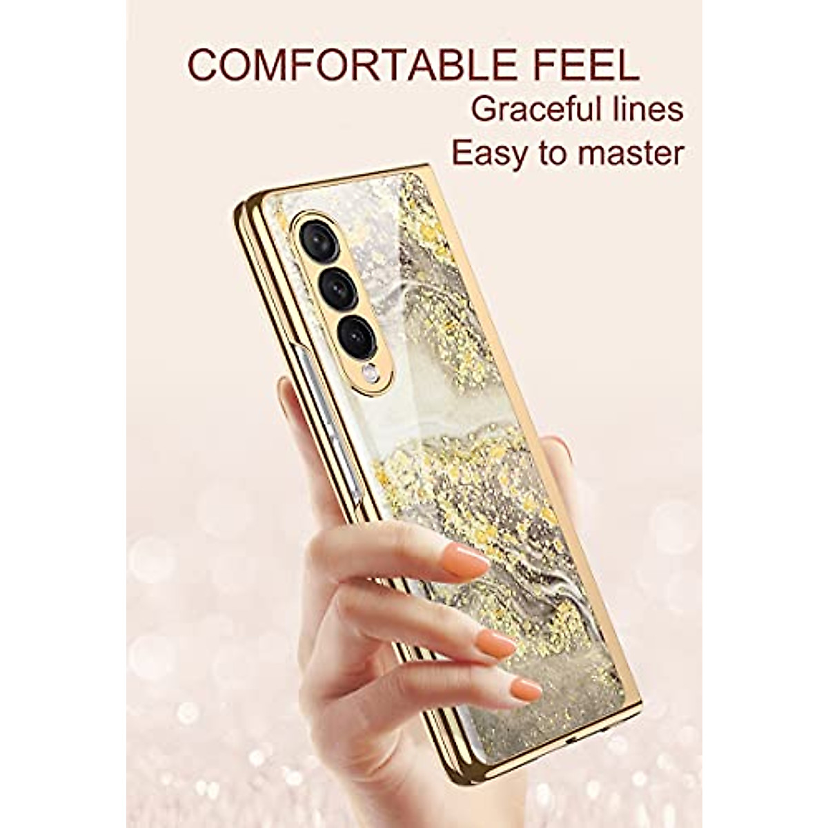SHIEID Samsung Z Fold 4 Case, Z Fold 4 Case Ultra-Thin Tempered Glass Phone Case Protective Cover for Samsung Galaxy Z Fold 4 5G Fashion Electroplated PC Back Cover, Marble-3