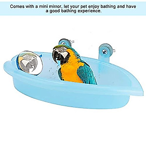 Hztyyier Bird Bath with Mirror, Portable Bird Bath Bird Bathroom for Pet Parrots Bird Cage Hanging Bath Accessories