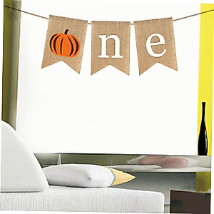 ibasenice 3pcs Kids First Birthday Bunting First Birthday Hanging Garland Halloween Theme Banner Burlap Banner Rings Baby Pumpkin