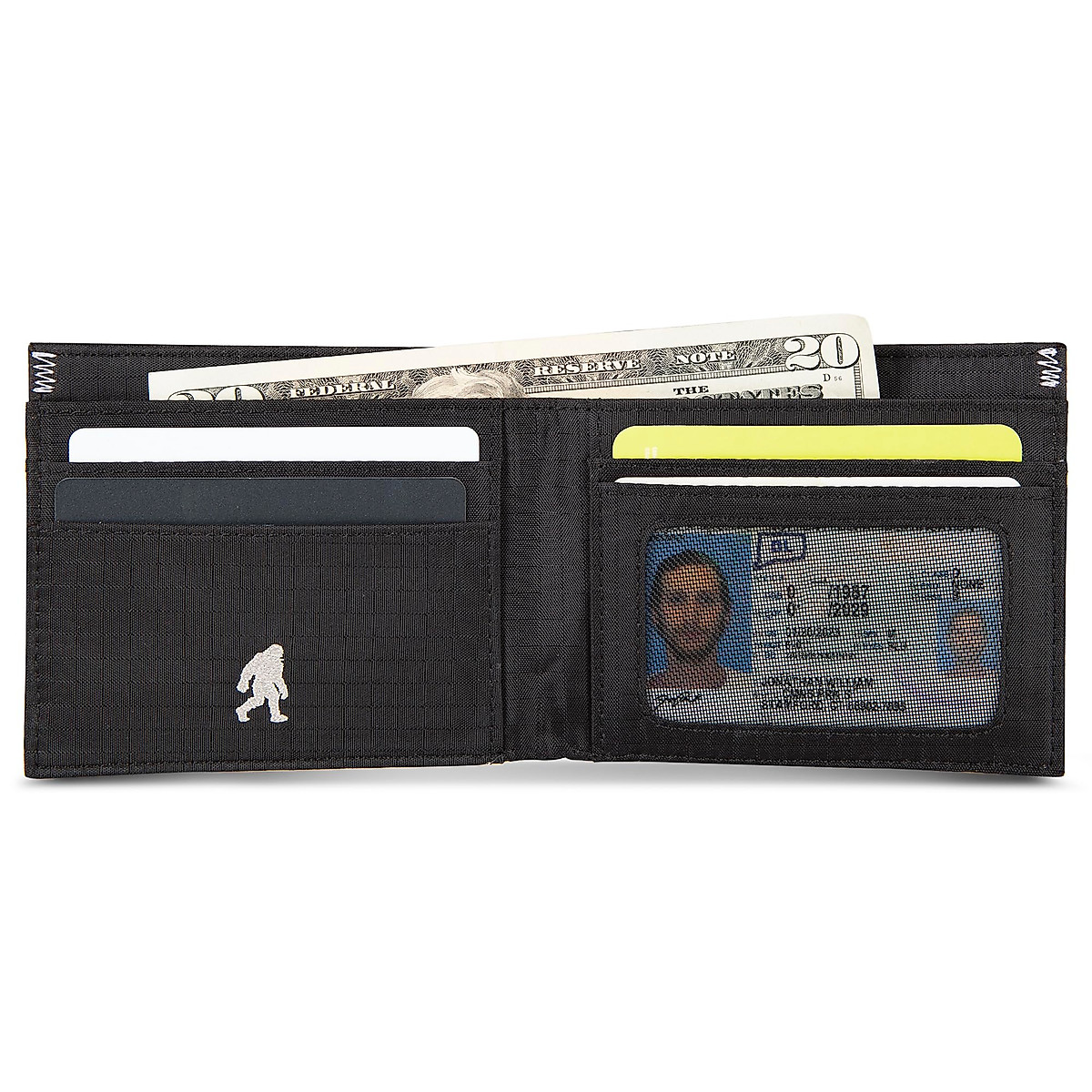 Eddie Bauer Men Signature Bifold Passcase Wallet (Available in Cotton Canvas, Ripstop Nylon-Black, One Size