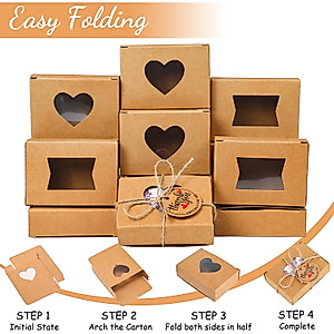 Kosiz 100 Pcs Soap Boxes Packaging Soap Kraft Boxes for Homemade Soap with Clear Windows 3.9 x 2.8 x 1.2 Inch Empty Soap Making Supplies Soap Present Treat Gift Box for Bakery Party Favor(Brown)