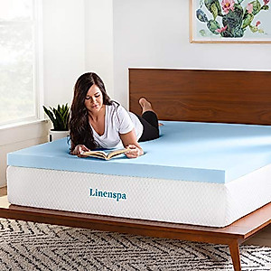 LINENSPA 3 Inch Gel Infused Memory Foam Twin Mattress Topper & 2 Pack Shredded Memory Foam Pillows - Moldable, Fluffable, Customizable - Universally Comfortable - Standard