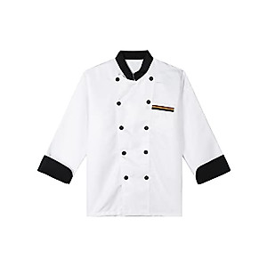 TiaoBug Men's Short Sleeve Chef Coat Jacket Restaurant Chef Uniform Breathable Tops with Pocket White B Large
