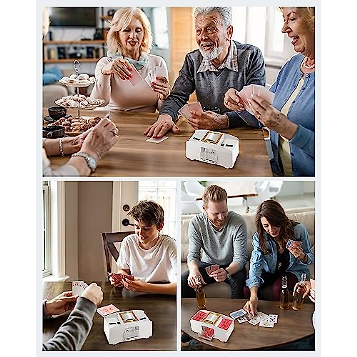 ARTISHION White 1-2 Deck Automatic Card Shuffler, Poker Shuffler Machine, Casino Card Electric Shuffler, Playing Card Mixer Shuffler for UNO, Blackjack, Poker, Omaha, Home Card Games