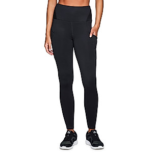 Avalanche Women's Full Length Zipper Pocket Hiking Fleece Lined Legging Black 4Pkt L