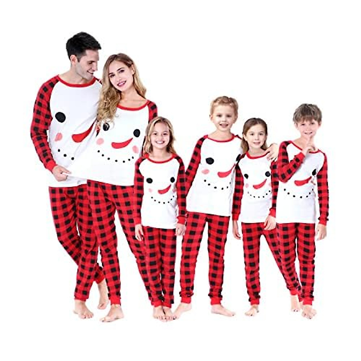 Joyond Kid Boys Girls 2 Piece Family Matching, Festive Christmas Pajama Sets, Cotton, Snowman, White, 14Years