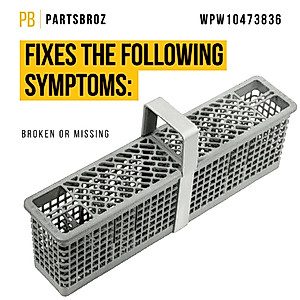 PartsBroz WPW10473836 Silverware Basket - Compatible With Whirlpool KitchenAid Jenn-Air Maytag Dishwasher - Replaces AP6021983 PS11755312 W10195723 W10473836 3020617 W10195722