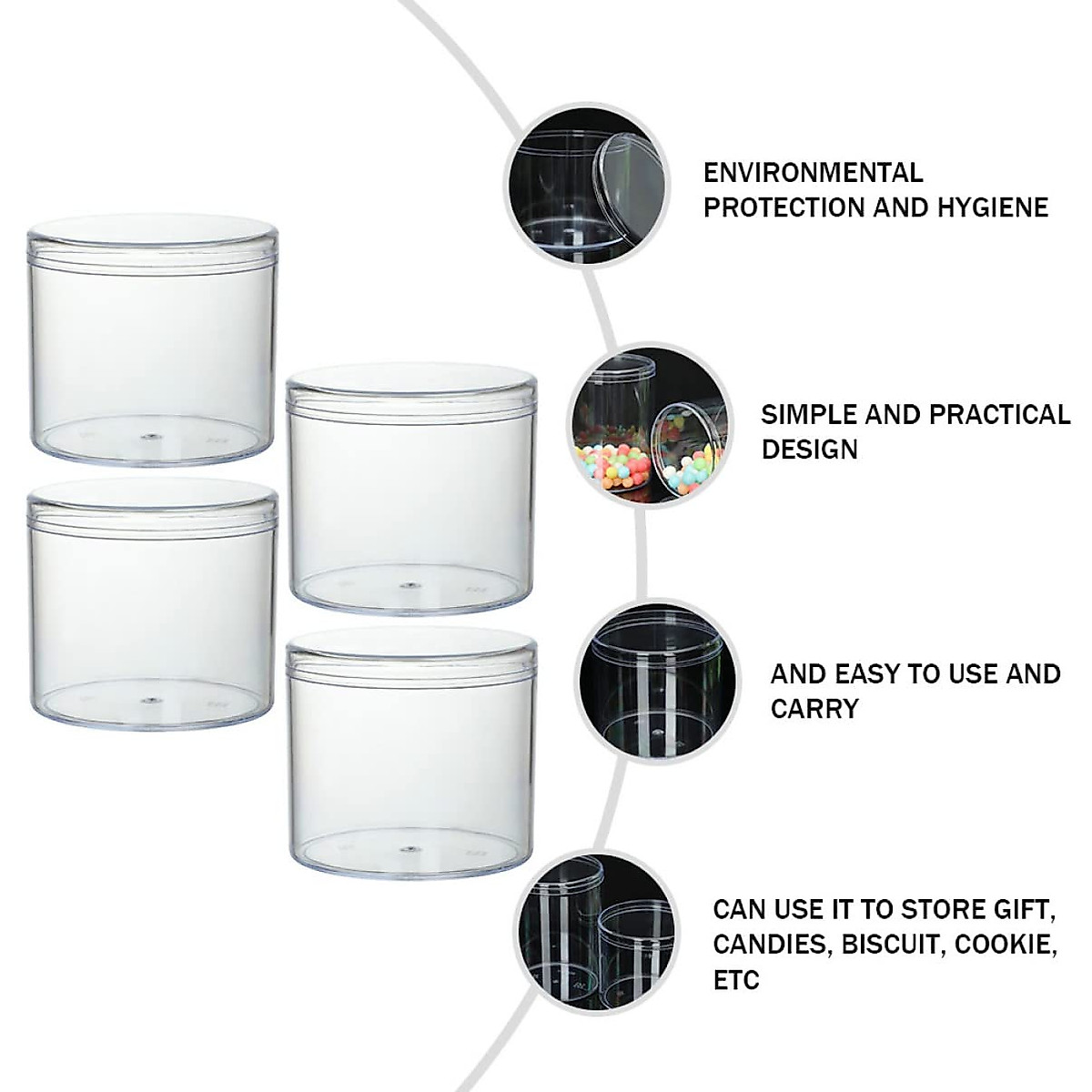 Gadpiparty Air Proof Cookie Jar 8 Pcs Home and Lid Round, Jars Chocolate Jar Party Containers with for Cylinder Cookie Wedding Treat Proof Sweets Transparent Jewelry Airtight Container Moist Small g