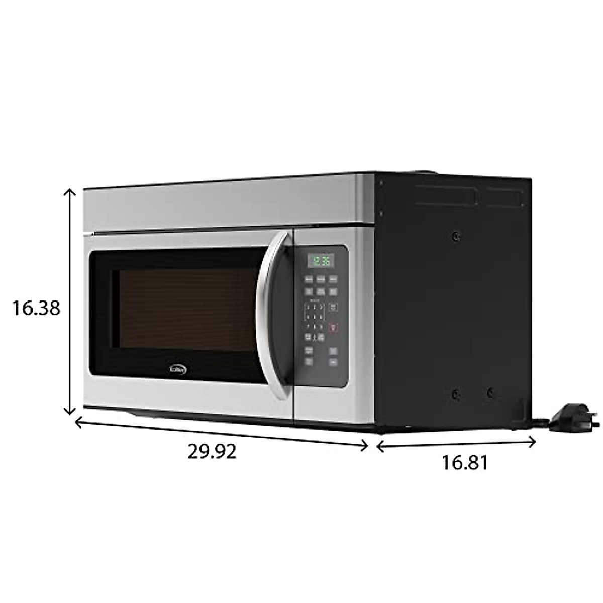 KoolMore KM-MOT-1SS 1.6 Cu. Ft. Over The Range Microwave Oven Lamp and 300CFM Recirculation Vent Hood, Auto Cook Menus, Reheat Function, 10 Power Levels, Timer, and Weight Defrost, Silver