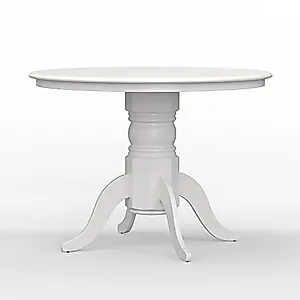 Glenwillow Home 42" Round Solid Wood Pedestal Dining Table in White