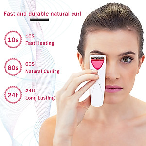 2 Pieces Heated Eyelash Curler Electric Eyelash Curlers Painless Safety Design with Double Silicone Curling Pad for Women Long Lasting Naturally Eyelashes (Pink)