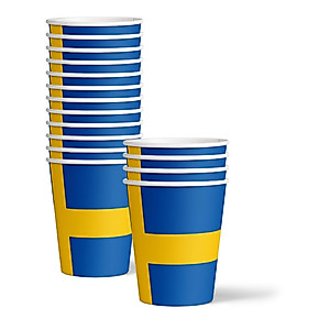 Swedish Flag Birthday Party Supplies Set Plates Napkins Cups Tableware Kit for 16