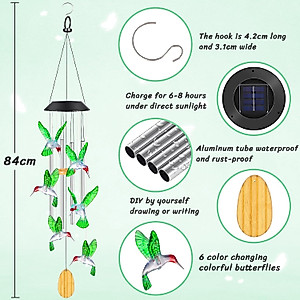 Mothers Day Wind Chimes Gifts for Mom Birthday Gifts for Women Mother‘s Day Gift for Grandma Wife Sister Gift Hummingbird Wind Chimes Solar Lights for Outside Garden Outdoor House Patio Décor