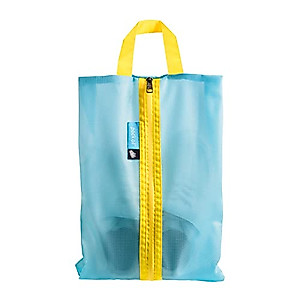 pack all Water Resistant Kids Shoe Bag for Travel, Storage Organizer Shoe Pouch with Zipper, Cute for Girls, Boys,Toddlers（Blue)