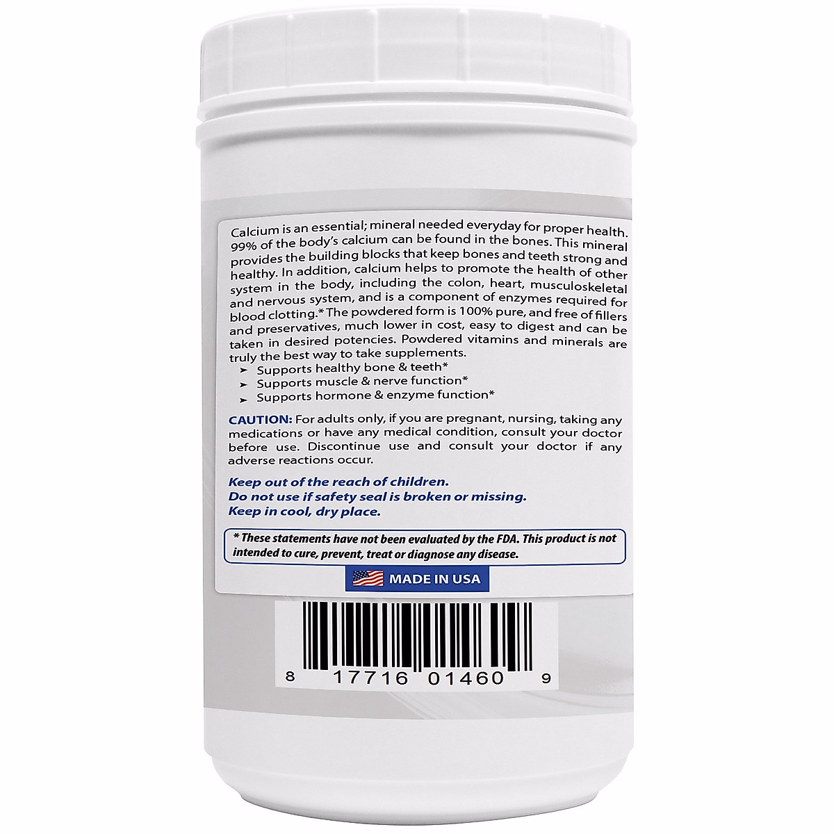 2 Pack - Best Naturals Calcium Carbonate Powder 1 Pound (Total 2 Pound) - Food Grade