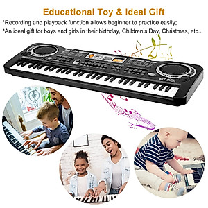 KOCASO Piano Keyboard 61 Keys Digital Music Electronic Keyboard Electric Piano Musical Instrument Kids Learning Keyboard with Microphone For Beginners Kids Girls Boys