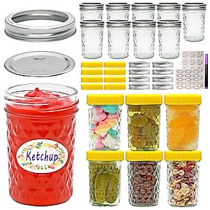 COMUDOT 16 Pack Mason Jars,8 oz Canning Jars Glass Jars With Lids,Small Mason Jars Suitable for Jelly,Jam,Honey,Wedding Favors, Shower Favors