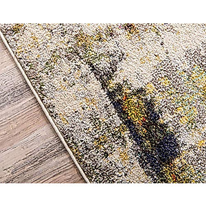 Unique Loom Chromatic Collection Modern Rustic & Vibrant Abstract Area Rug for Any Home Décor, 5 x 8 ft, Beige/Gray