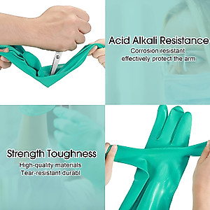 Potchen 20 Pairs Chemical Resistant Gloves Heavy Duty Nitrile Gloves Thick Work Cleaning Resist Household Acid, Alkali Gloves (X-Large)