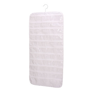 Household Essentials 01943 Hanging Jewelry Organizer - 80-Pockets for Necklaces, Bracelets, and Accessories - White Vinyl