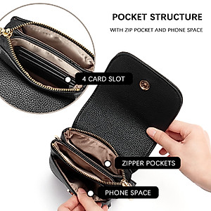 BOSTANTEN Leather Small Crossbody Bags for Women Designer Cell Phone Bag Wallet Purses Adjustable Strap Classic Black