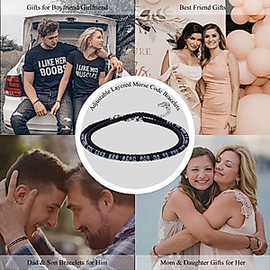 Btysun Morse Code Bracelets Gifts for Mom from Daughter Birthday Gifts for Daughter Secret Message Black Bead Retirement Graduation Birthday Jewelry