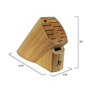 Shun Cutlery 13-Slot Bamboo Knife Block, Made from Tough, Sustainable Bamboo, Authentic, Japanese Universal Knife Block, Knife Holder for Kitchen Counter